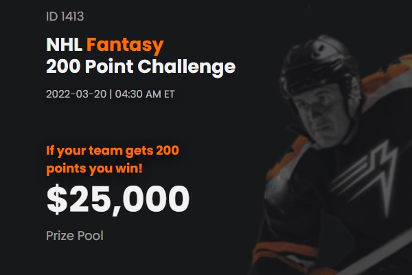Defy Games NHL Fantasy 200 Point Challenge Contest: Win $25000 Cash ...