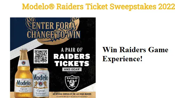 Modelo Raiders Ticket Sweepstakes | SweepstakesBible