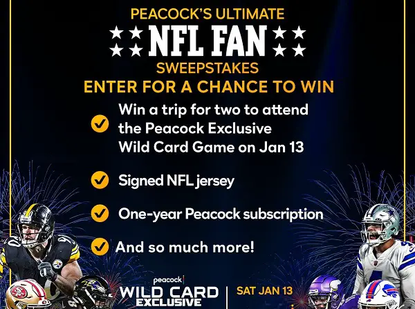 Peacock’s Ultimate NFL Fan Sweepstakes: Win Trip to Attend NFL Wild ...